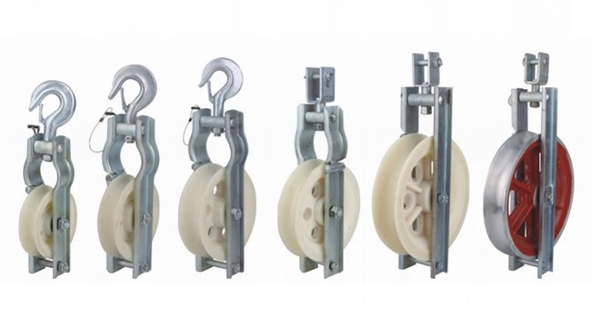 Single Sheave Stringing Cable Pulley Block With Hook For ACSR Conductor